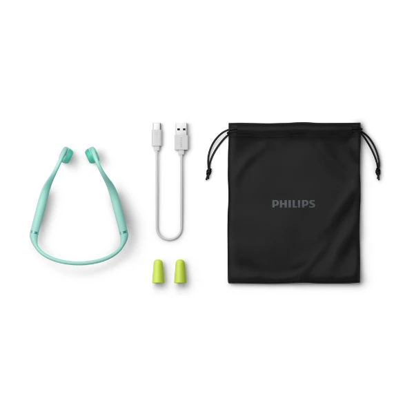 Philips TAK4607GR Bone Conduction -kuulokkeet, vihreä - Power.fi