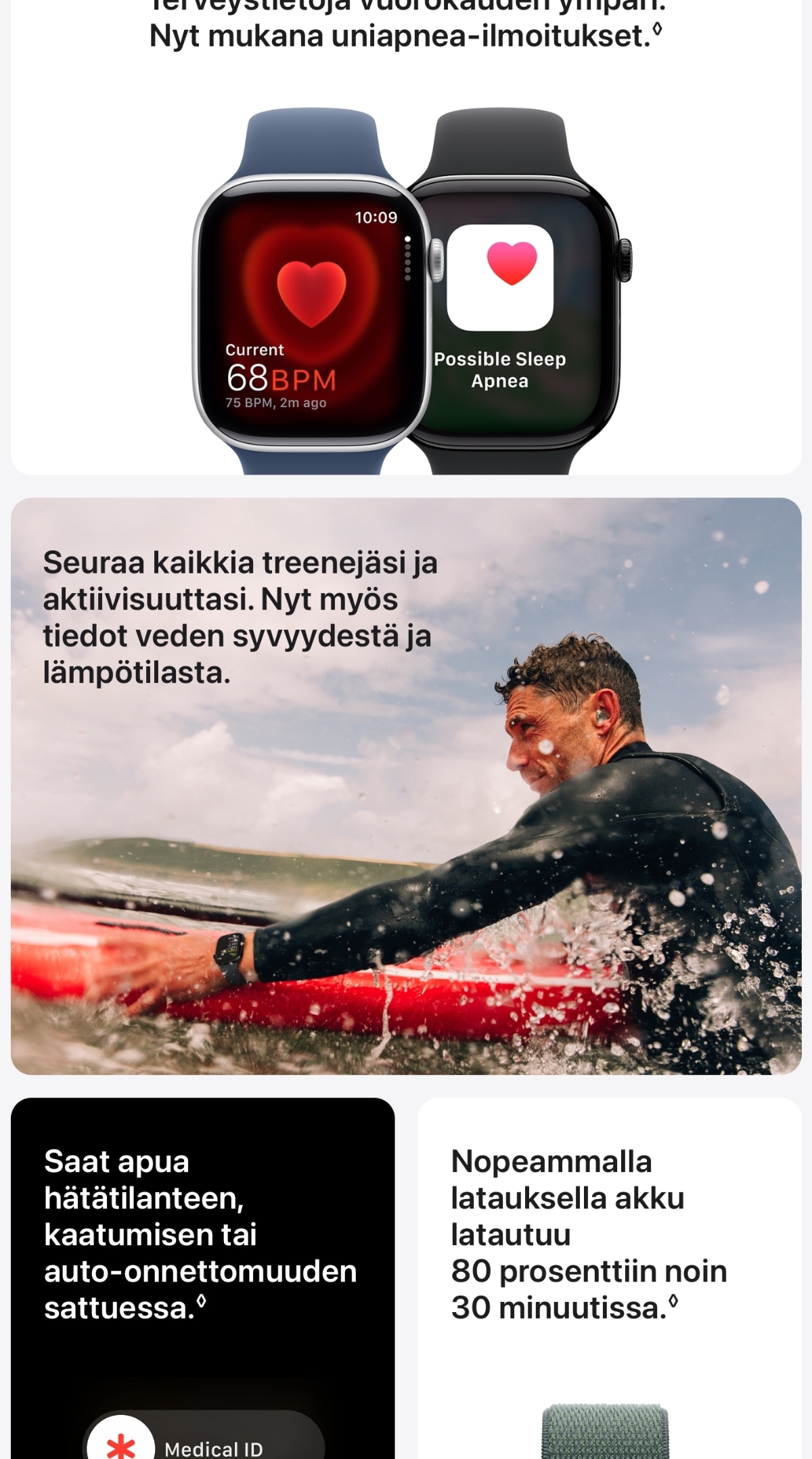 Apple Watch Series 10 GPS 46 mm peilimusta alum, musta urheiluranneke ...
