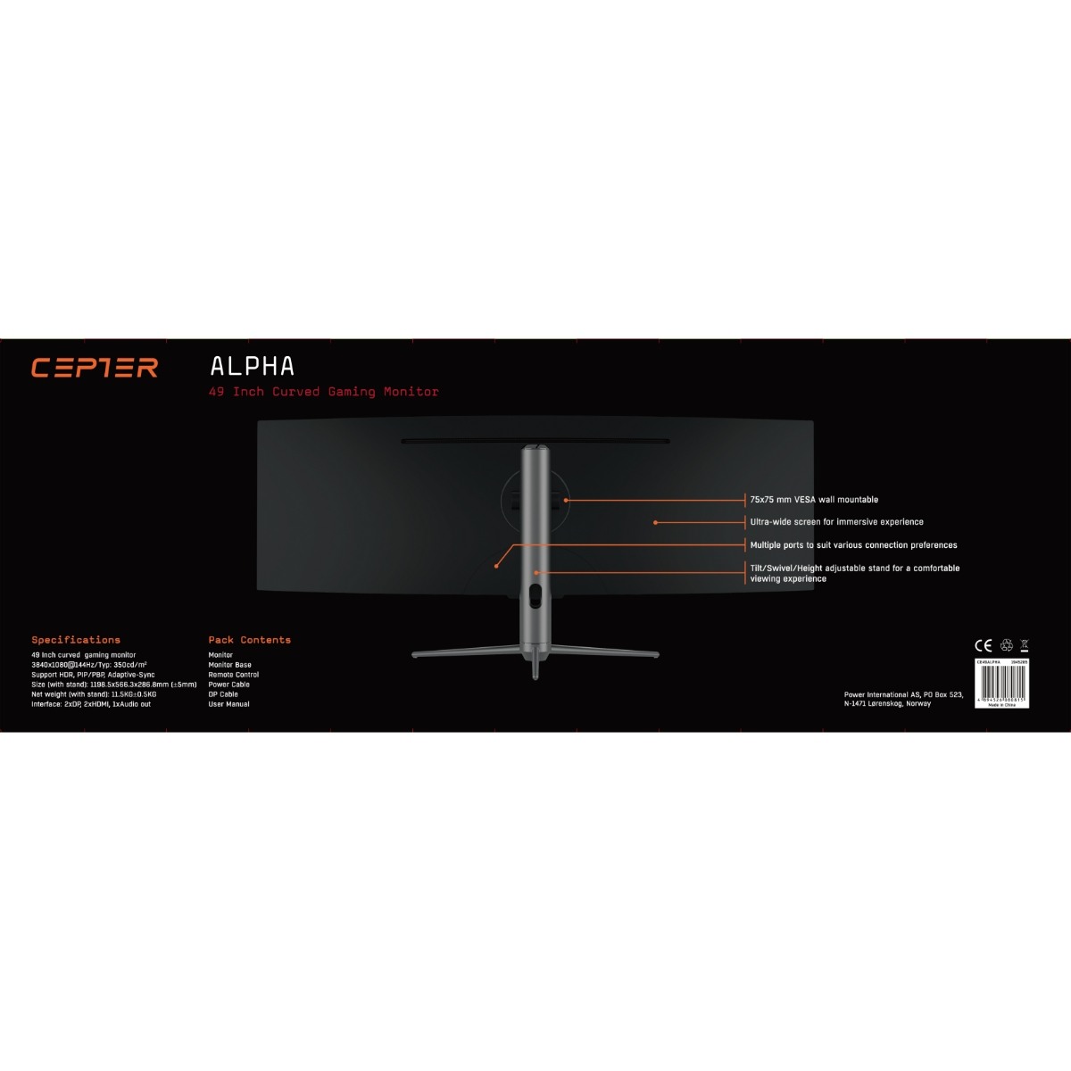 Cepter Alpha 49" DFull HD gaming monitor - CEPTER