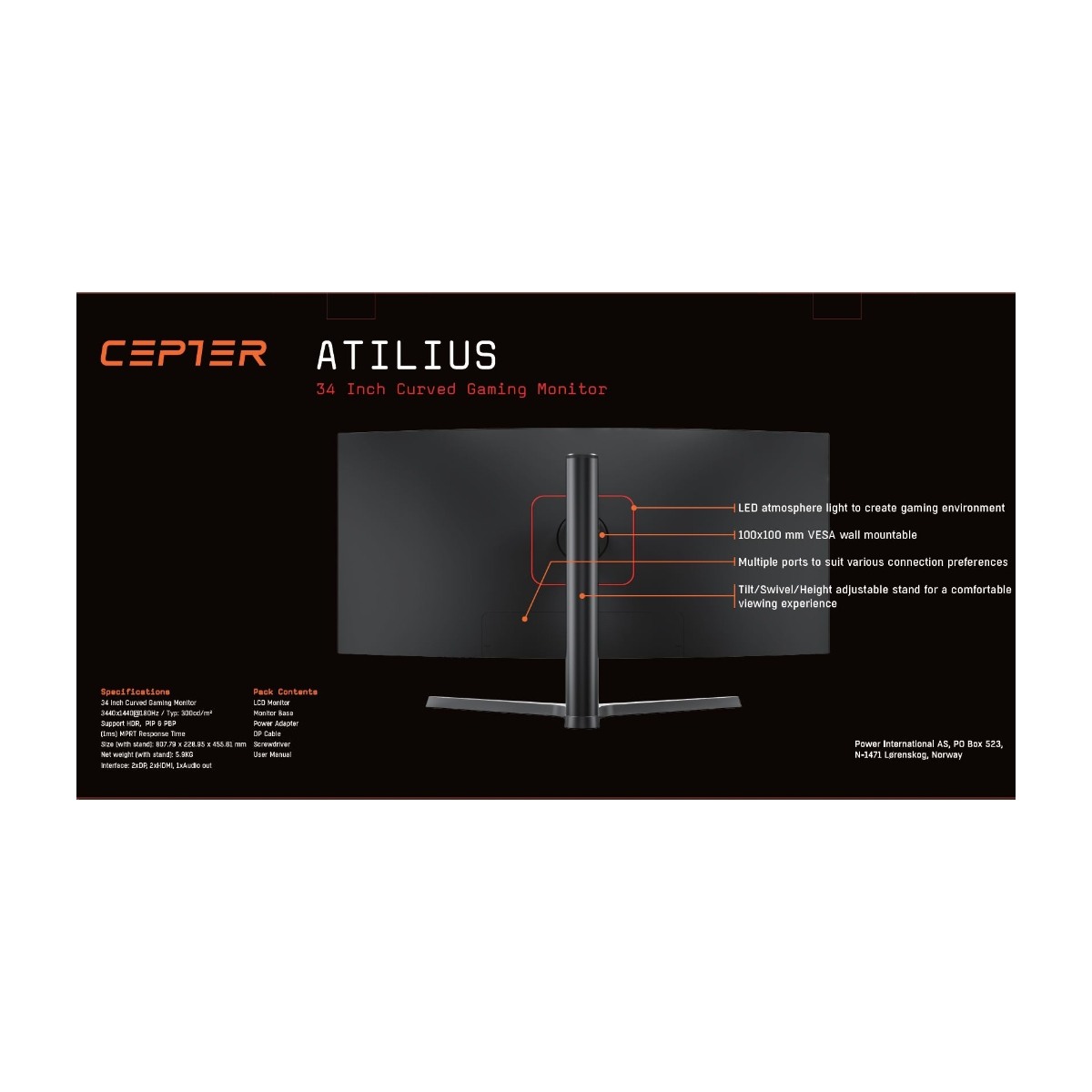 Cepter Atilius 34" QHD gaming monitor - CEPTER