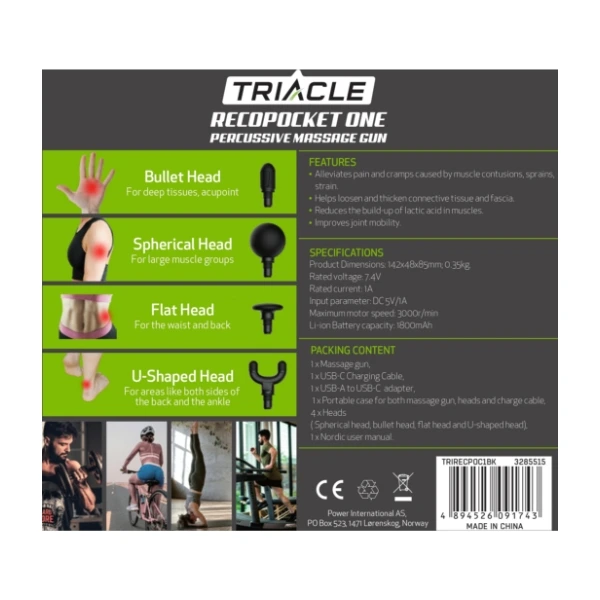 Triacle RecoPocket One massasjepistol, svart - Power.no