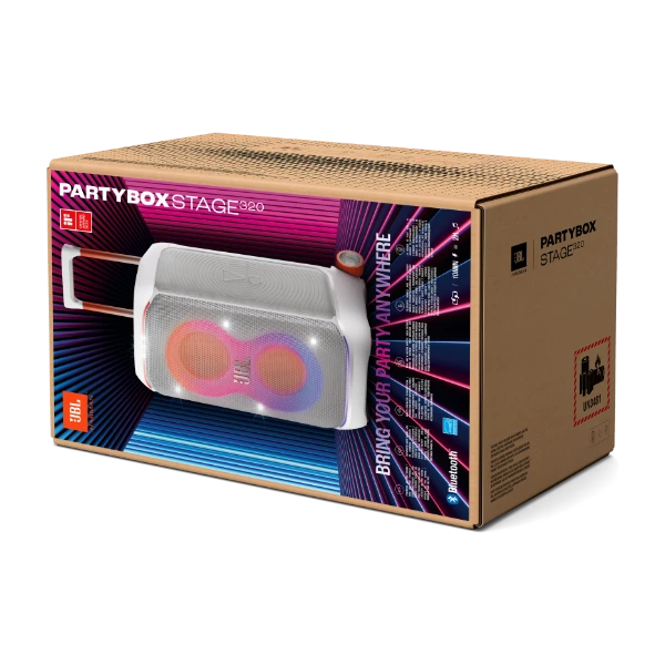 JBL PartyBox Stage 320 party-kaiutin, White Edition - Power.fi