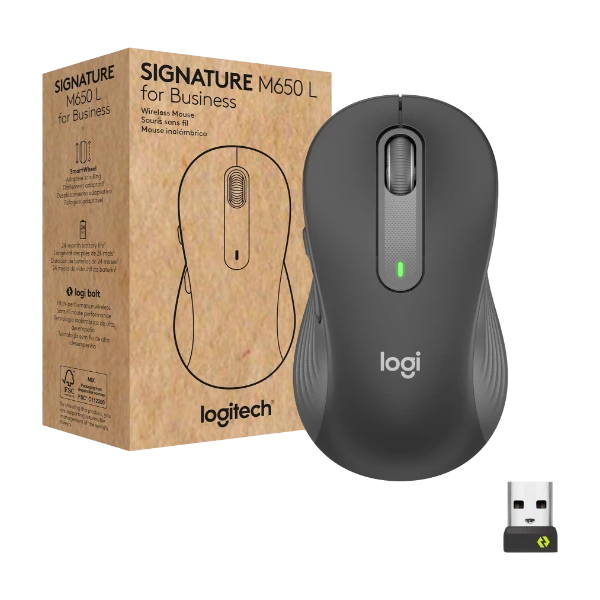 Logitech Signature M650 trådløs mus, graphite - Power.no