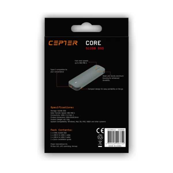 Cepter Core 512 Gt ulkoinen SSD - Power.fi