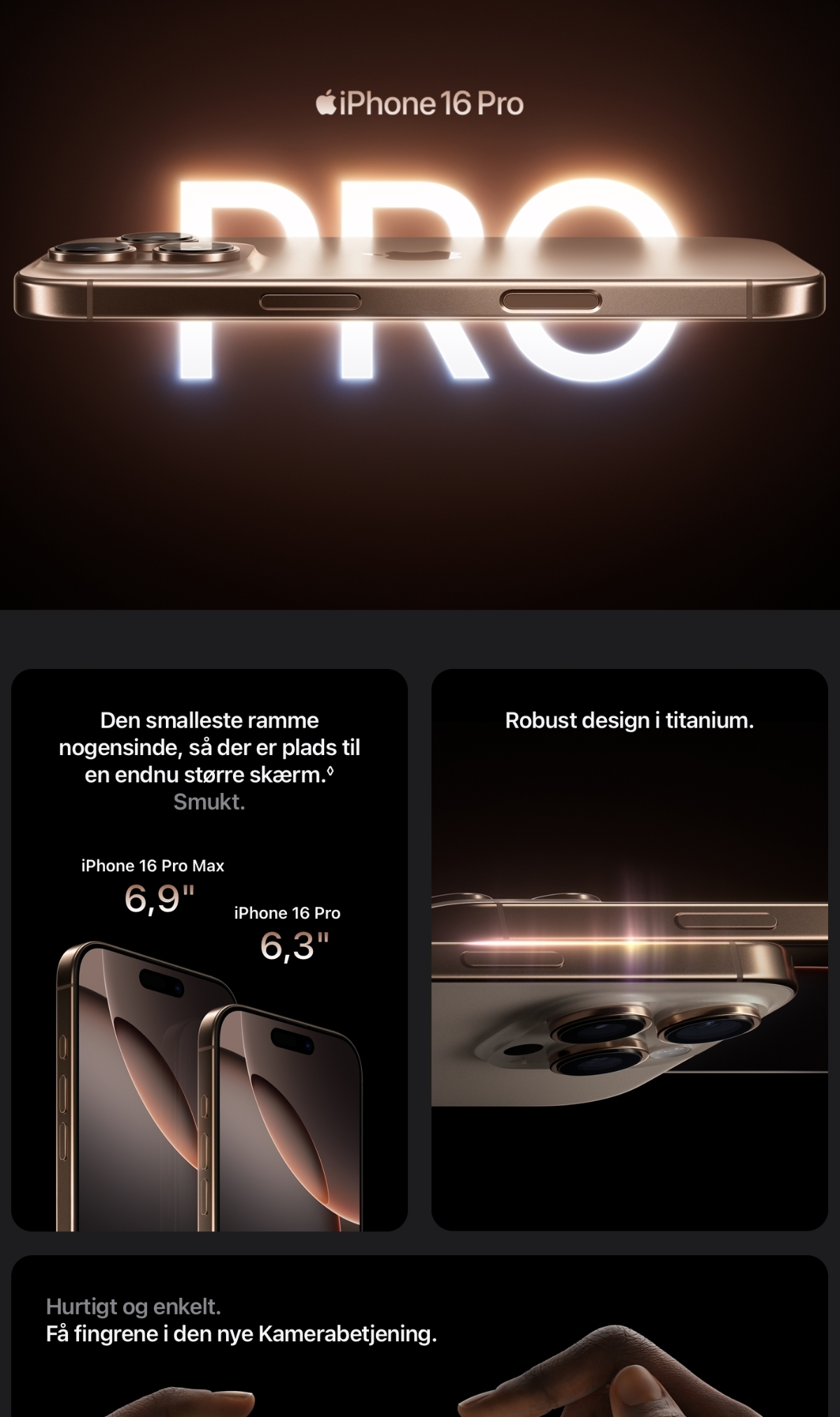 Apple iPhone 16 Pro 256 GB, sort titanium - POWER.dk