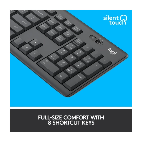 Logitech MK295 trådlöst tangentbord och mus, grafitgrå - Power.se