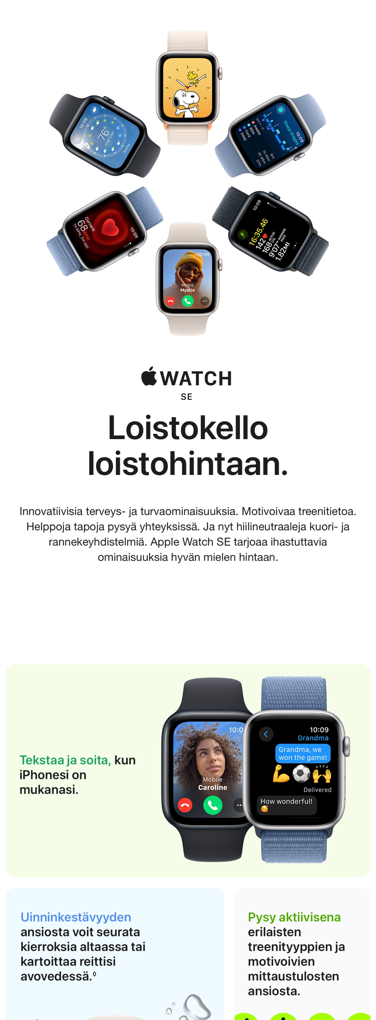 Apple Watch SE GPS 40 mm, Keskiyö alumiinikuori, Keskiyö urheiluranneke ...