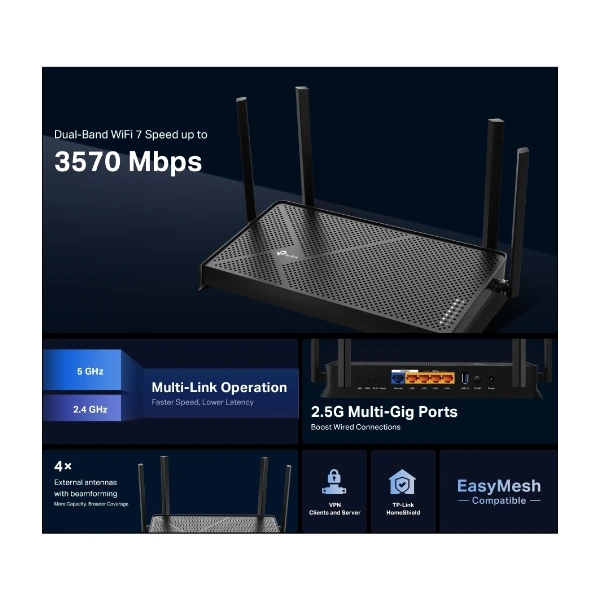 TP-Link Archer BE230 BE3600 Wi-Fi 7 -reititin - Power.fi