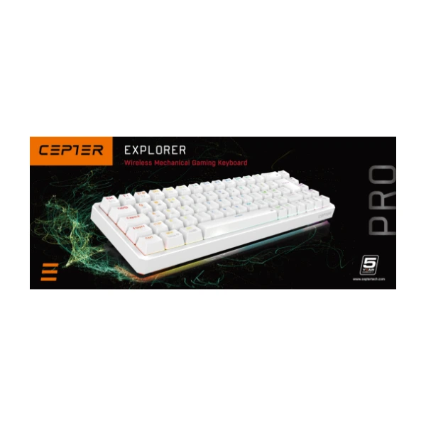 Cepter Explorer Mini trådløst gaming tastatur, hvid - POWER.dk