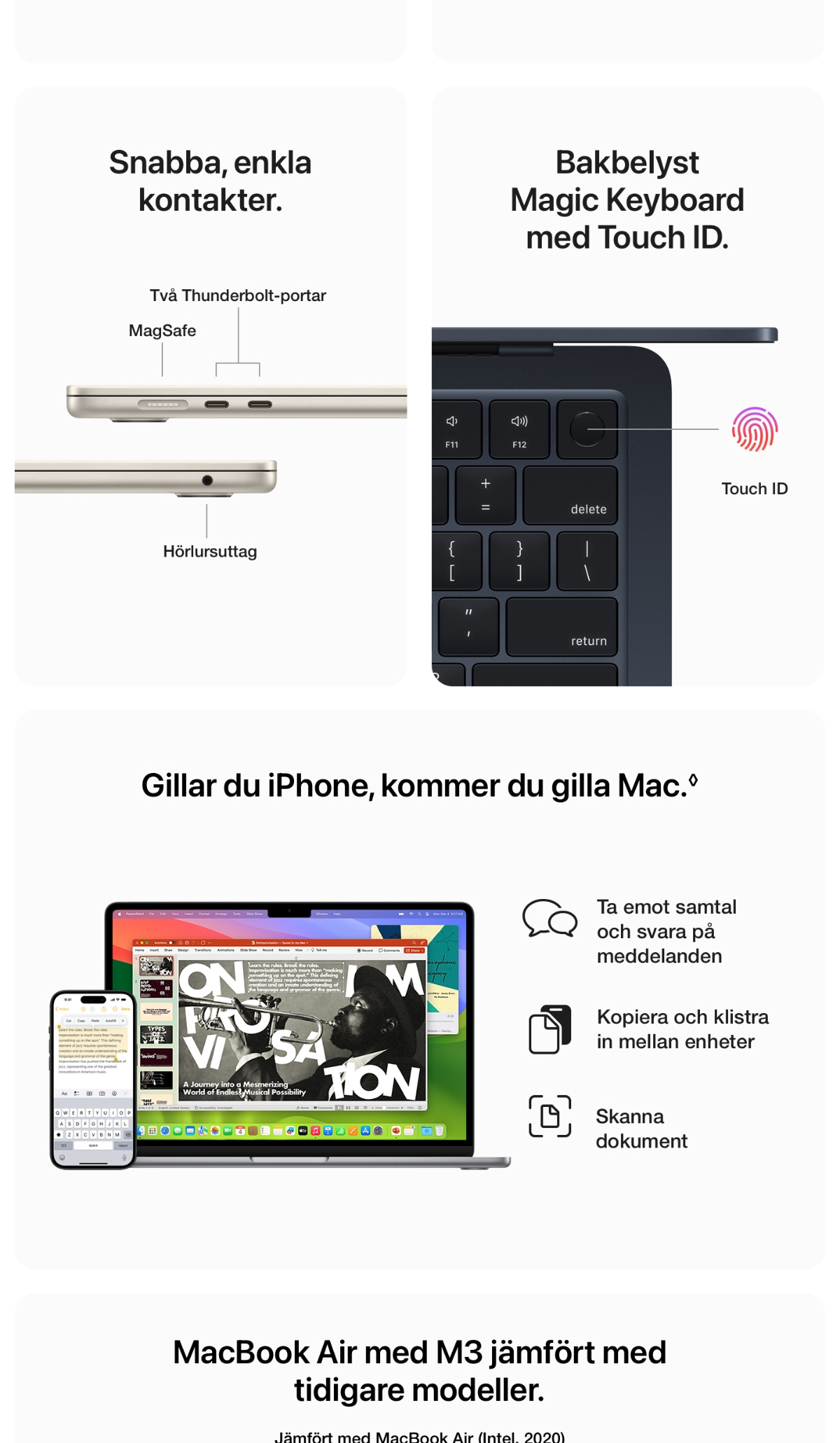 Apple MacBook Air 13" (2024, M3) 16/256 GB, midnatt - Power.se