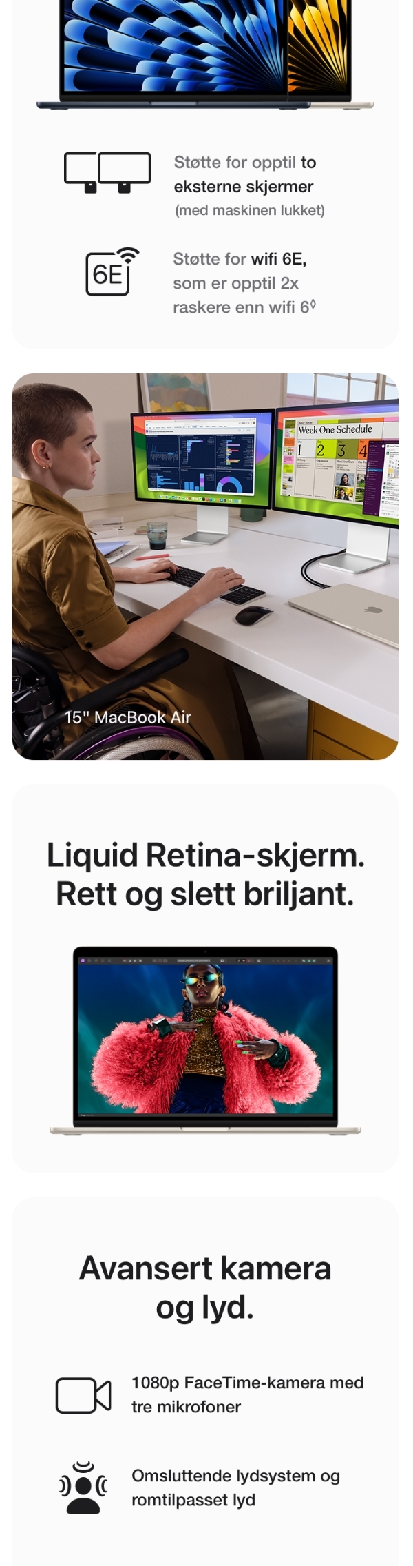 Apple MacBook Air 13" (2024, M3) 16/256 GB, midnatt - Power.no