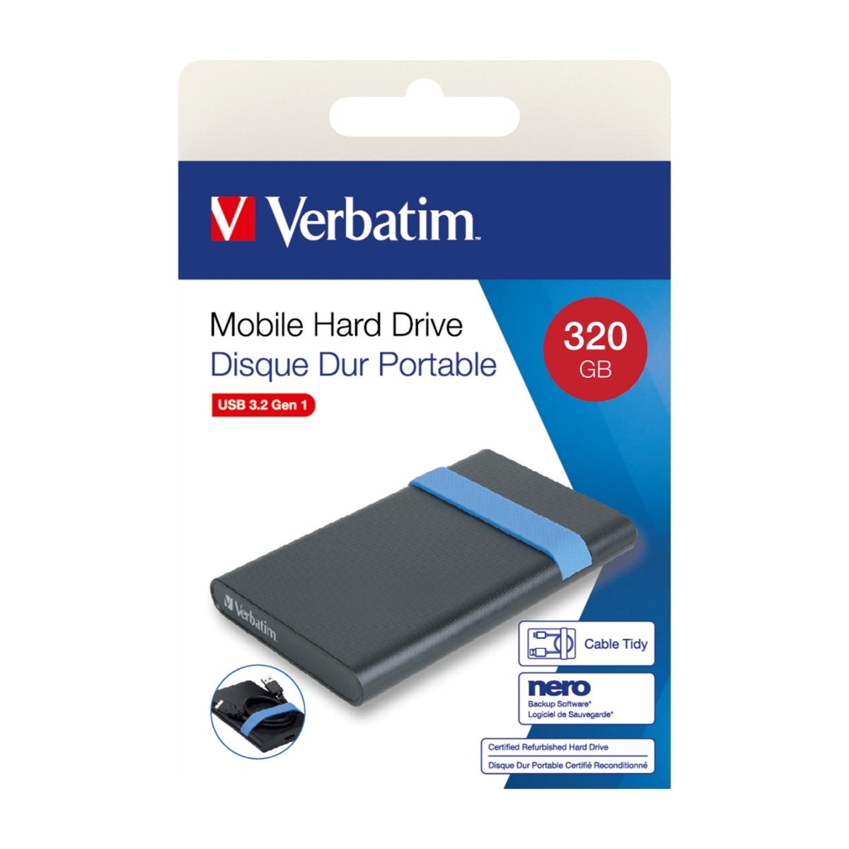 refurbished Verbatim Mobile Hard Drive 320 GB ekstern harddisk - POWER.dk
