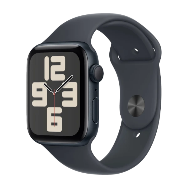 Apple Watch SE GPS 44 mm midnat alum, midnat sportsrem - M/L - POWER.dk