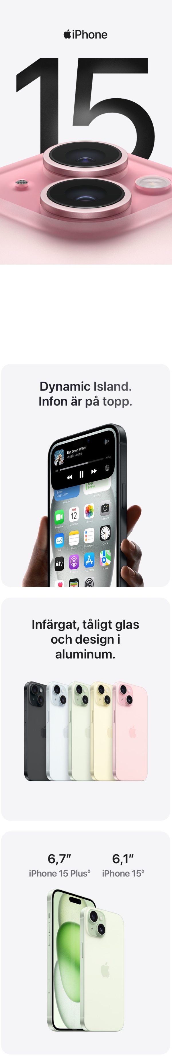 Apple iPhone 15 128 GB, svart - Power.se