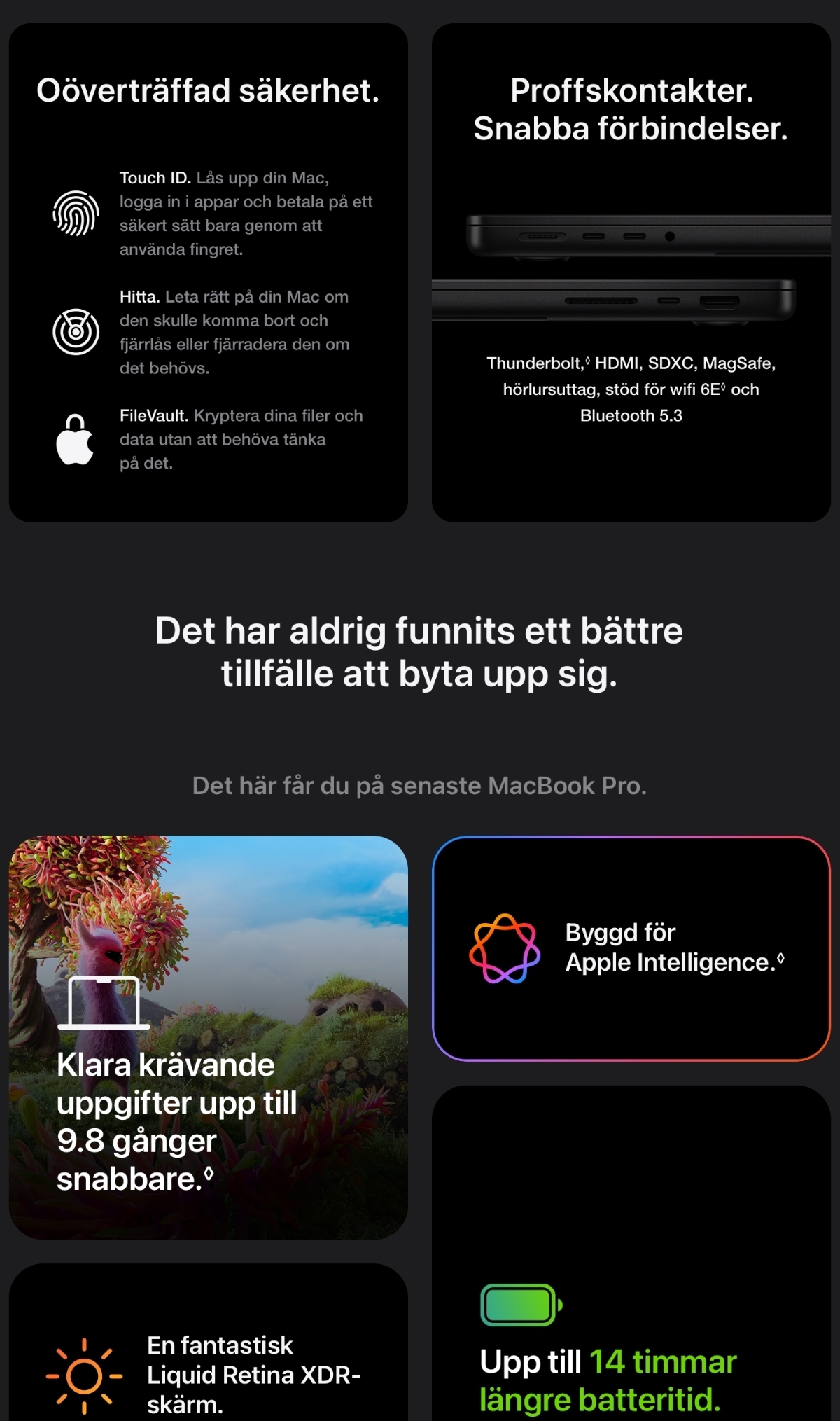 Apple MacBook Pro 14" (2024, M4) 16/512 GB, rymdsvart - Power.se