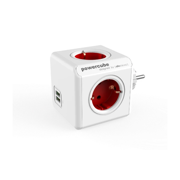 Allocacoc Powercube Original USB pistorasian jakaja, punainen - Power.fi