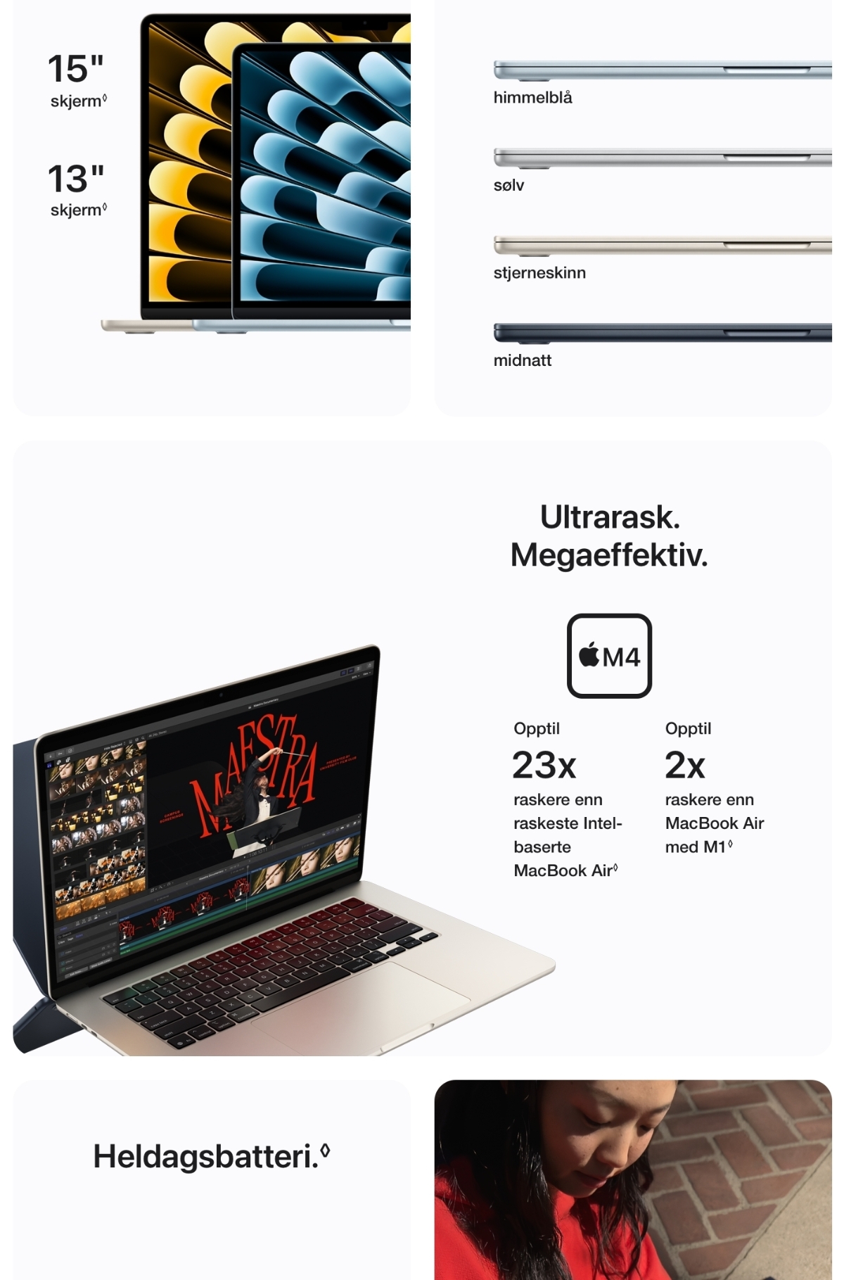 Apple MacBook Air 13" (2025, M4) 16/512 GB, midnatt - Power.no