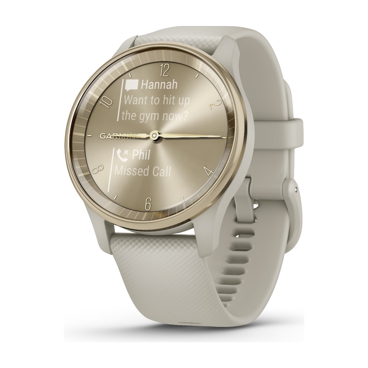 Garmin Vivomove Trend Hybrid smartklokke French grey Light, gold - Power.no
