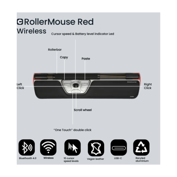 Contour RollerMouse Red (langaton) - Power.fi
