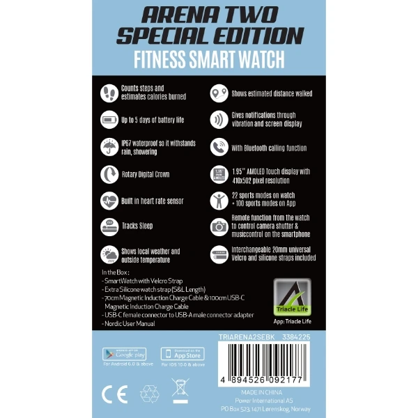 Triacle Arena Two Special Edition smartklocka, svart - Power.se