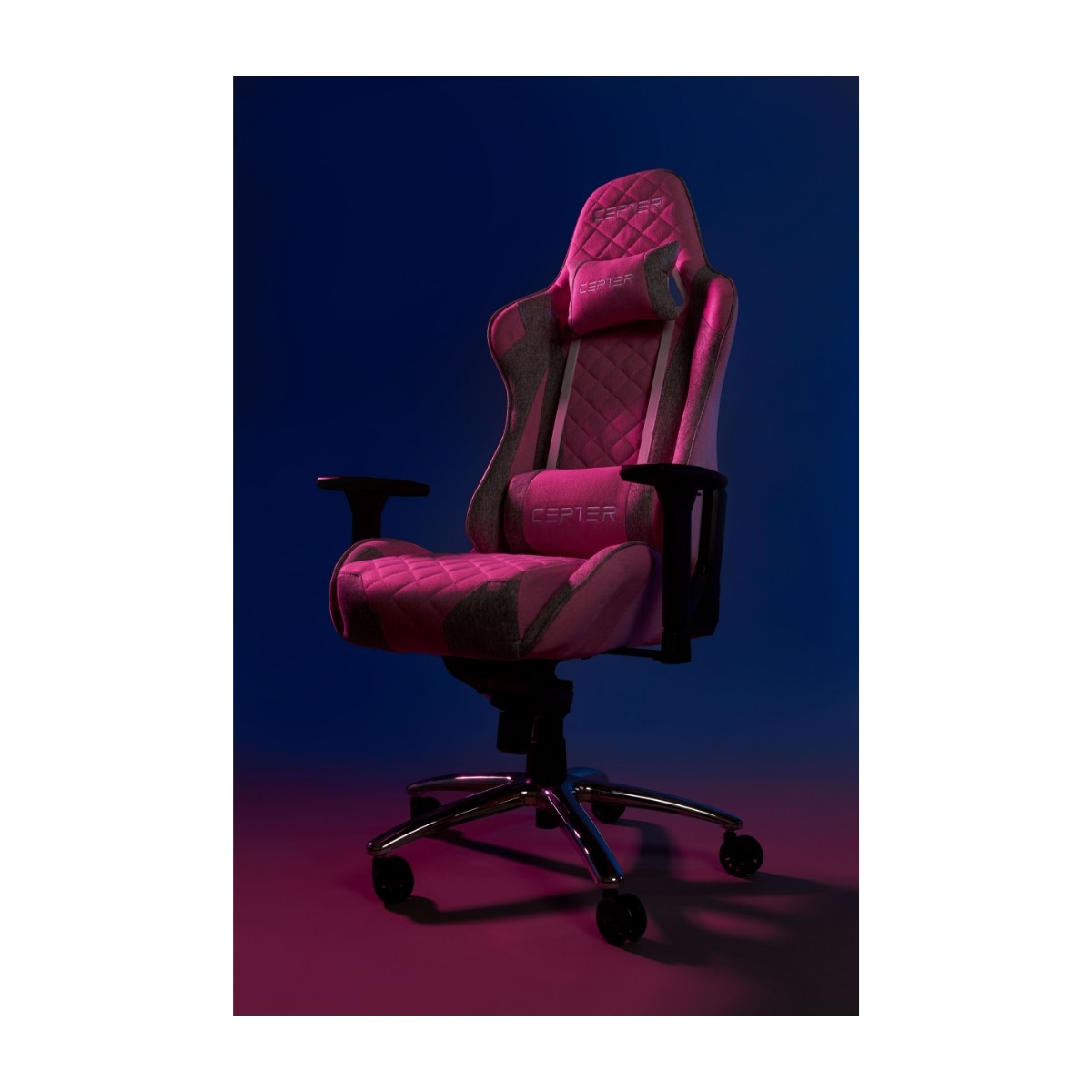 CEPTER ROGUE FABRIC GAMING CHAIR - PINK & GREY - CEPTER