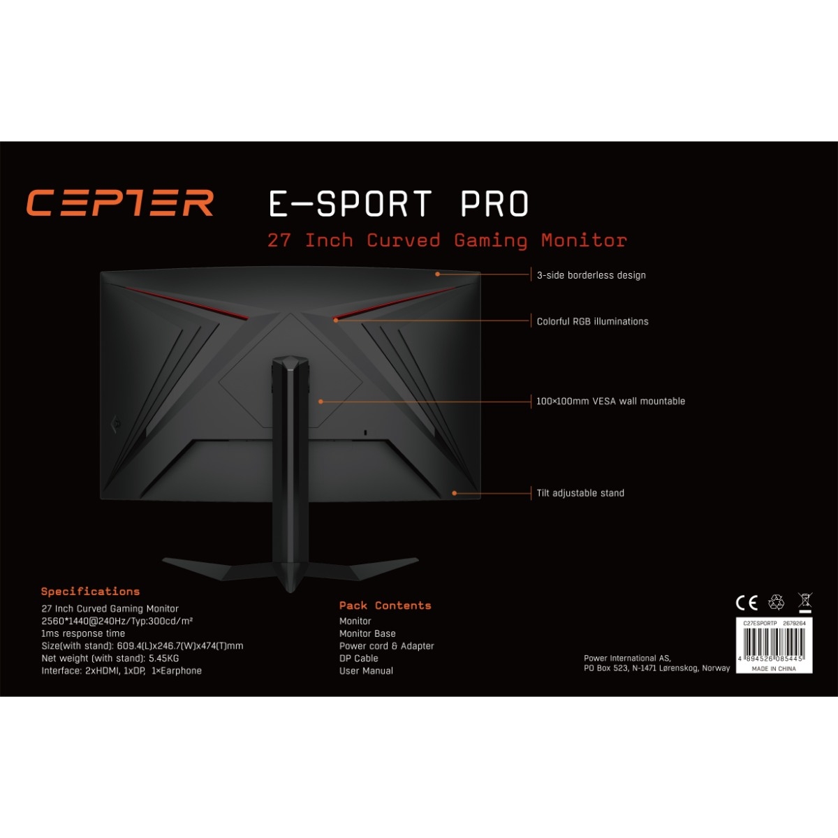 Cepter E-Sport Pro 27" QHD gaming monitor - CEPTER