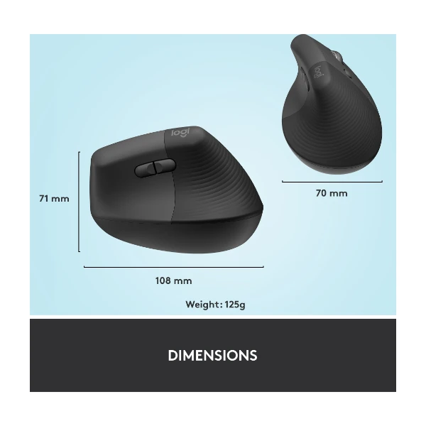 Logitech Lift Ergonominen Pystyhiiri, grafiitti/musta - Power.fi