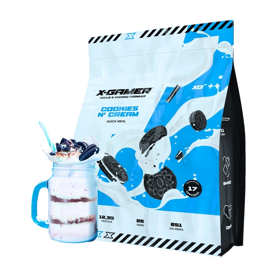 X-Gamer Quick Meal Cookies &, cream 1190g - Power.no