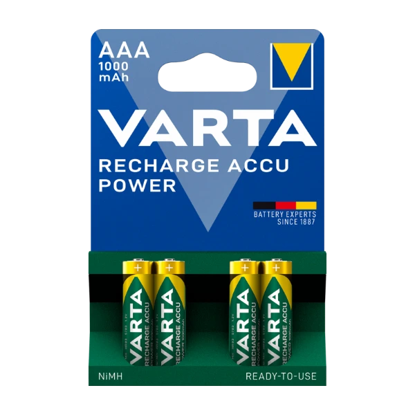 Varta Power ladattavat paristot AAA 1000 mAh 4 kpl - Power.fi