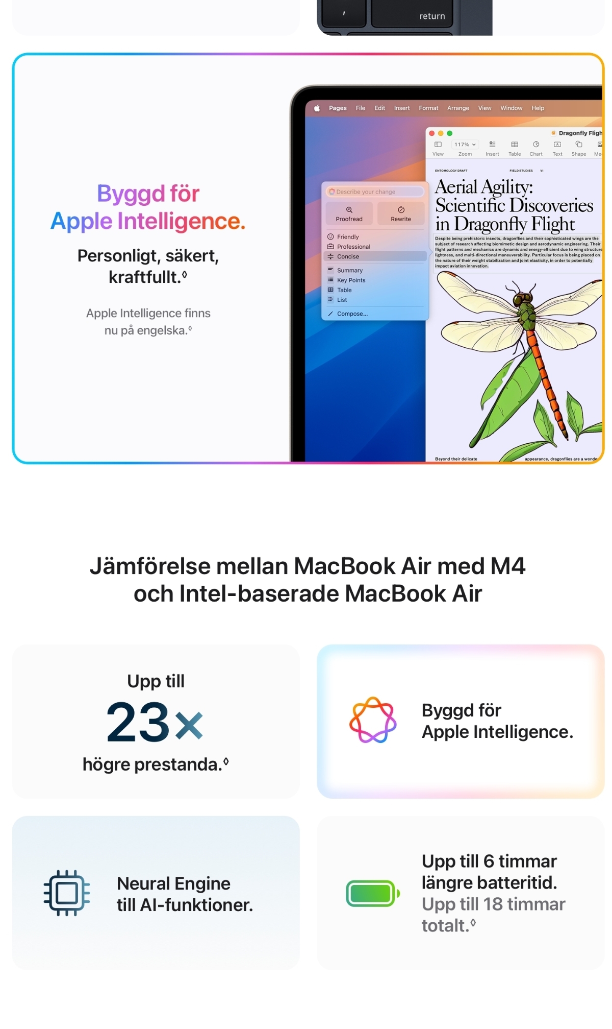 Apple MacBook Air 13" (2025, M4) 16/256 GB, midnatt - Power.se