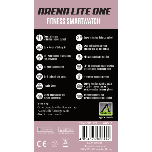 Triacle Arena Lite One älykello, pinkki/pinkki - Power.fi