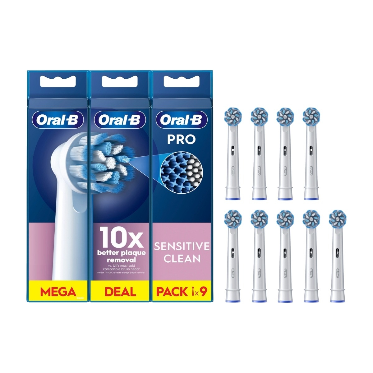 Oral-B Sensitive Clean & Care børstehoder 9 stk, hvit - Power.no