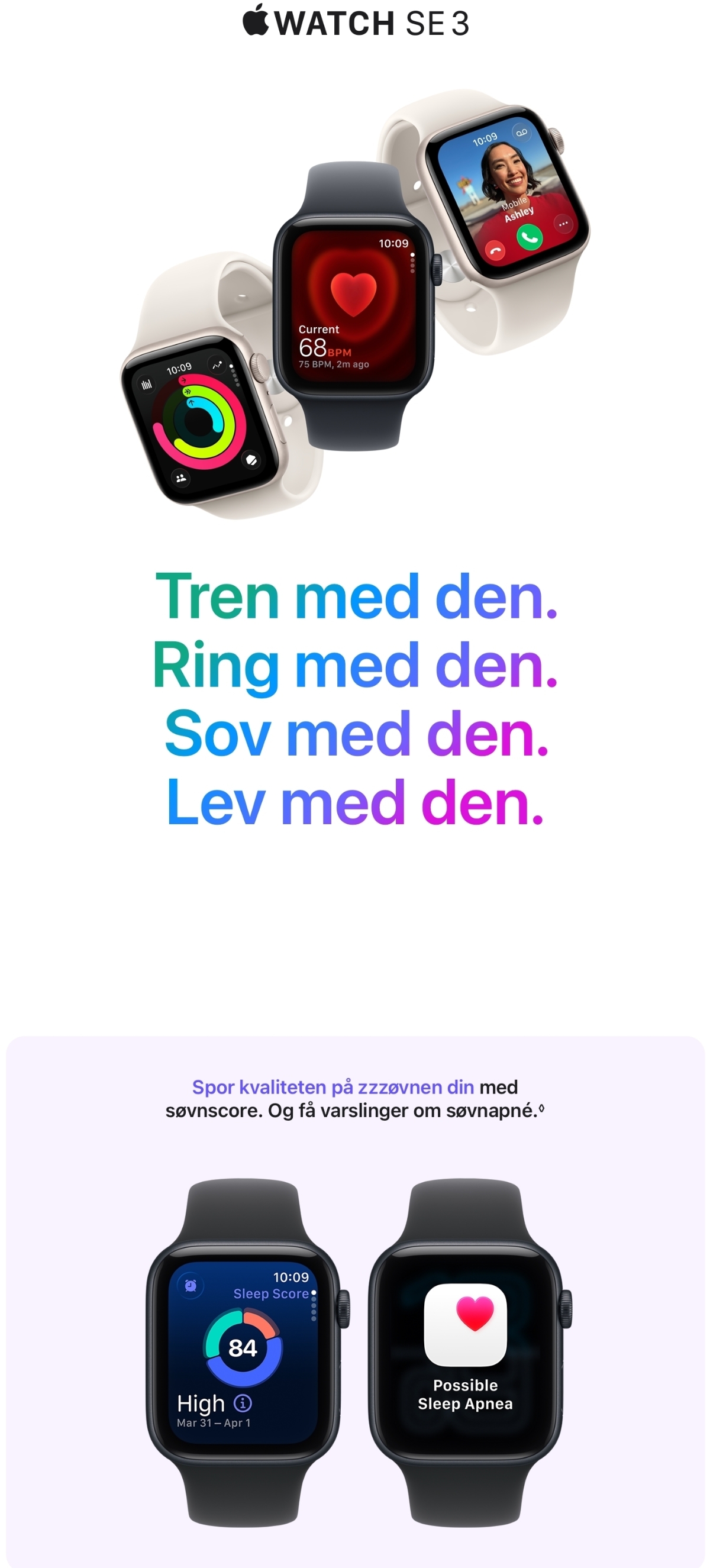 Apple Watch SE 3 GPS 40 mm stjerneskinn aluminum, stjerneskinn sport ...