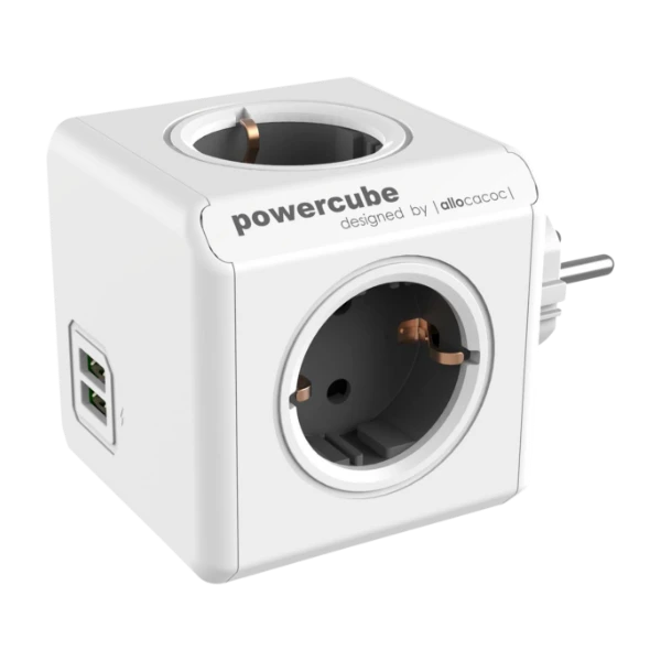 Allocacoc Powercube Original USB Grenuttak, grå - Power.no
