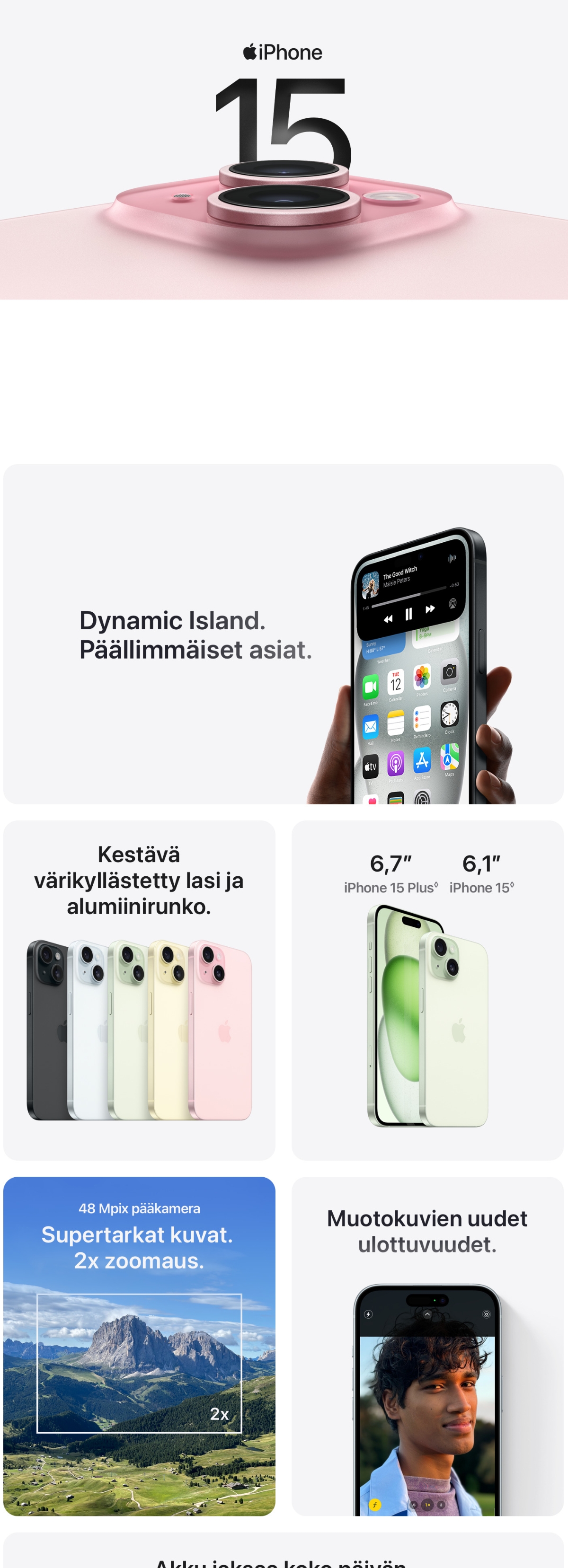 Apple iPhone 15 128 Gt, pinkki - Power.fi
