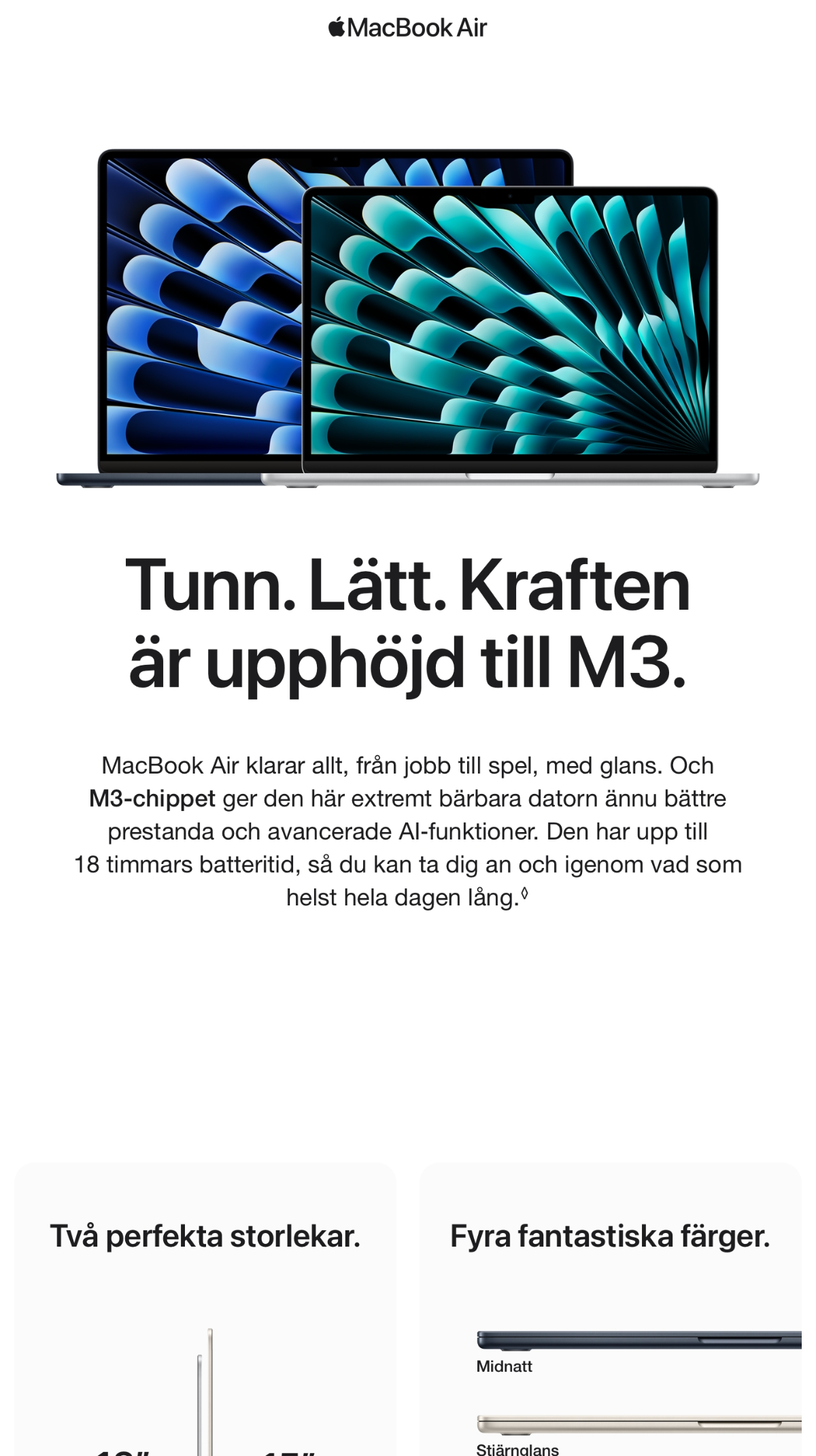 Apple MacBook Air 13" (2024, M3) 16/256 GB, rymdgrå - Power.se