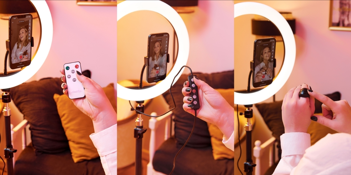 Dacota Platinum 13" RGB-ringlys med stativ & taske - POWER.dk