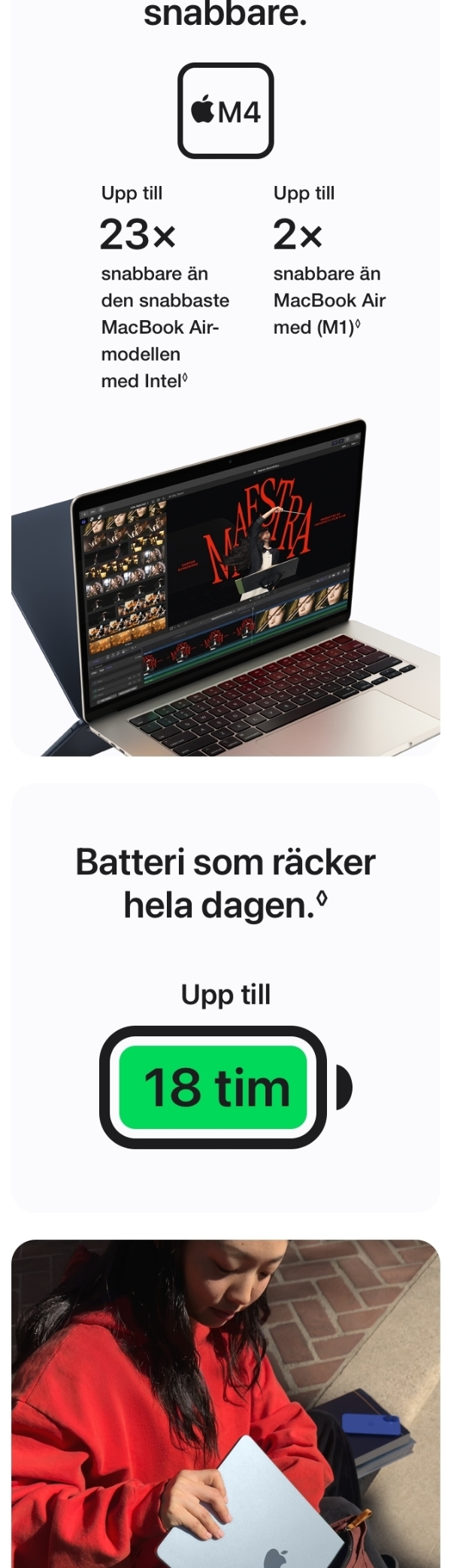 Apple MacBook Air 13" (2025, M4) 16/256 GB, midnatt - Power.se