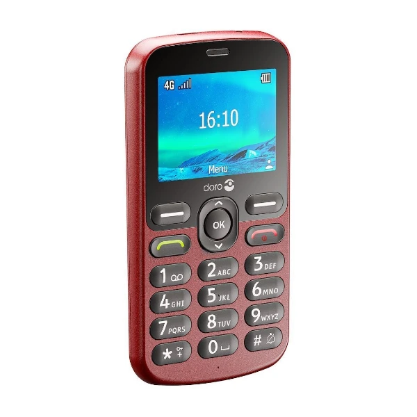 Doro 1881 4G mobiltelefon, rød - Power.no