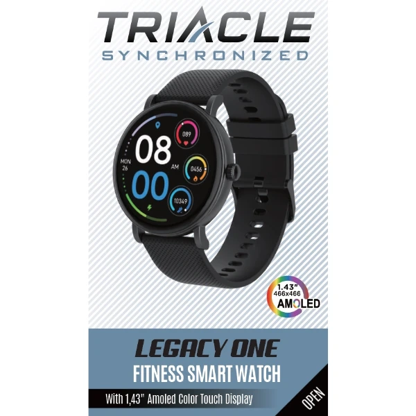 Triacle Legacy One Fitness smartklokke, svart/svart - Power.no