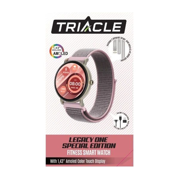 Triacle Legacy One Fitness smartklokke, Special Edition-pakke med ekstra nylonarmbånd, gull ...