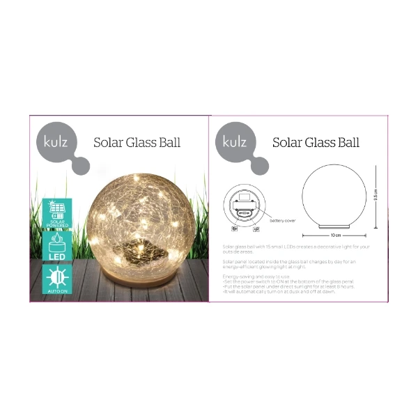 Kulz SolcelLEDrevet Revnet glaskugle - POWER.dk
