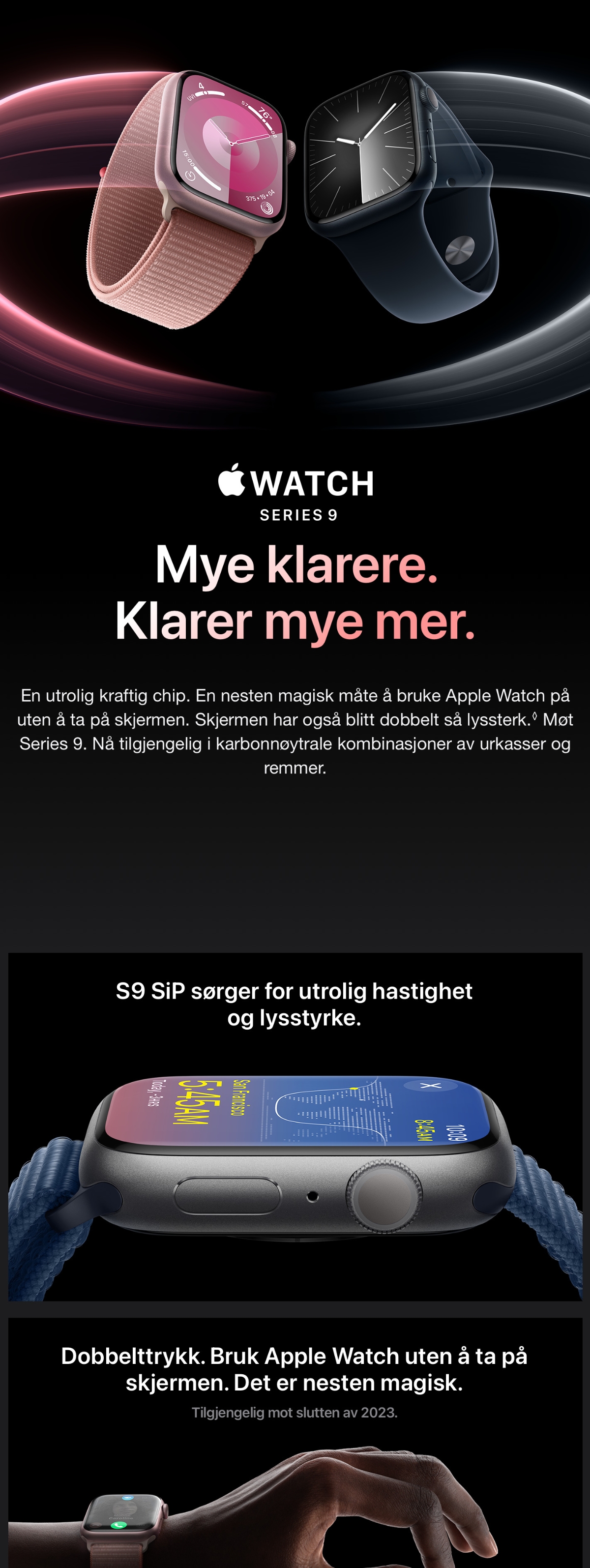Apple Watch Series 9 GPS 41 mm, Stjerneskinn aluminium urkasse med ...