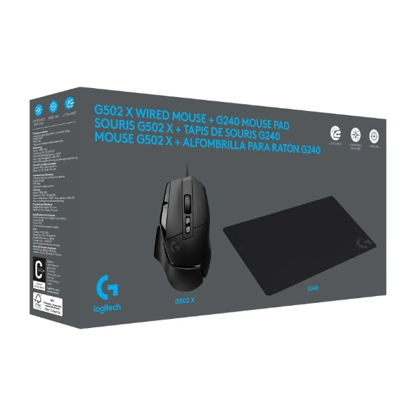 Logitech G502 X gamingmus & G240 gamingmusmatta paket - Power.se
