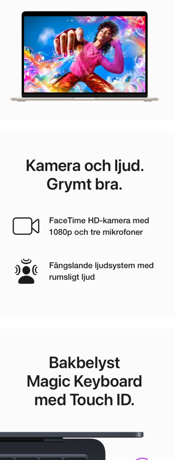 Apple MacBook Air 13" (2022, M2) 16/256 GB, midnatt - Power.se