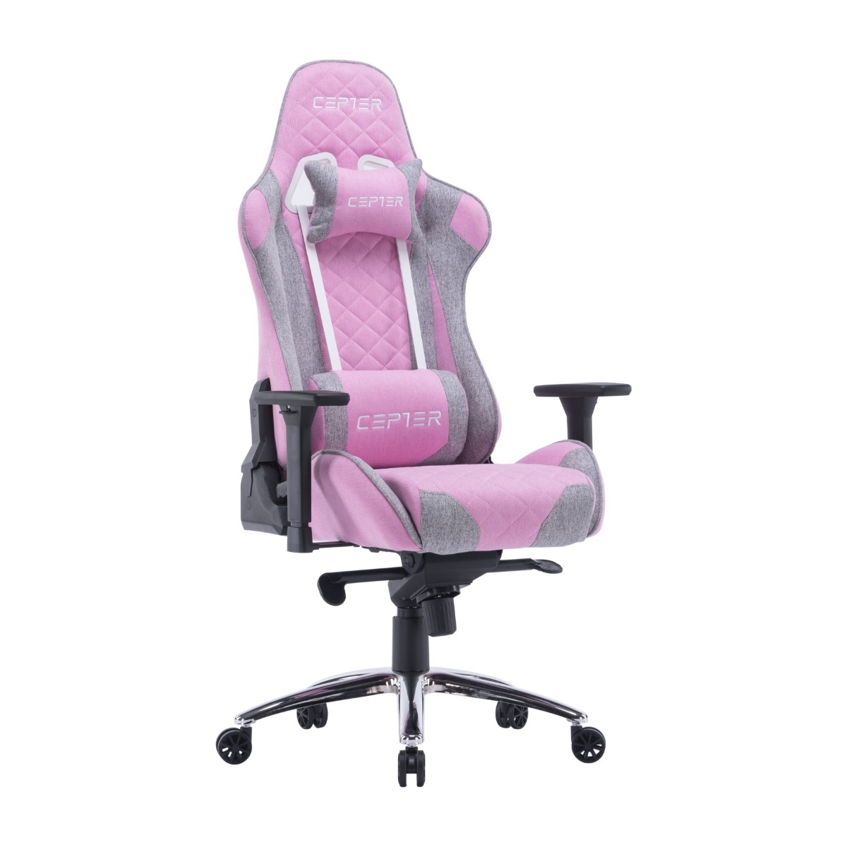 CEPTER ROGUE FABRIC GAMING CHAIR - PINK & GREY - CEPTER