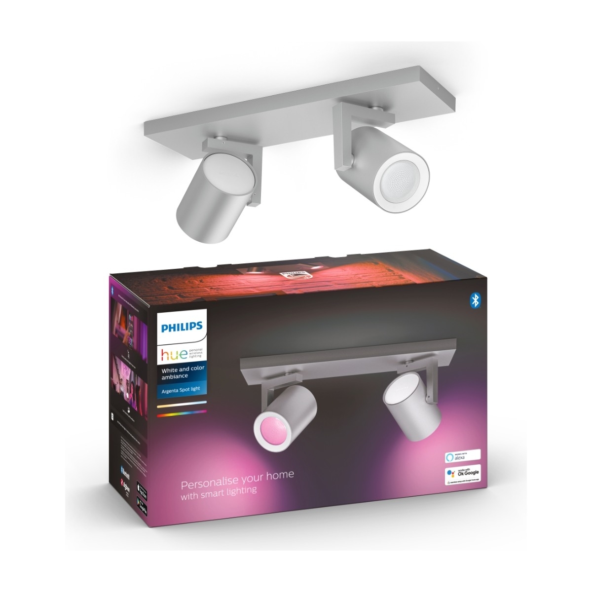 Philips Hue WCA Argenta Double spotlight aluminium - Power.se