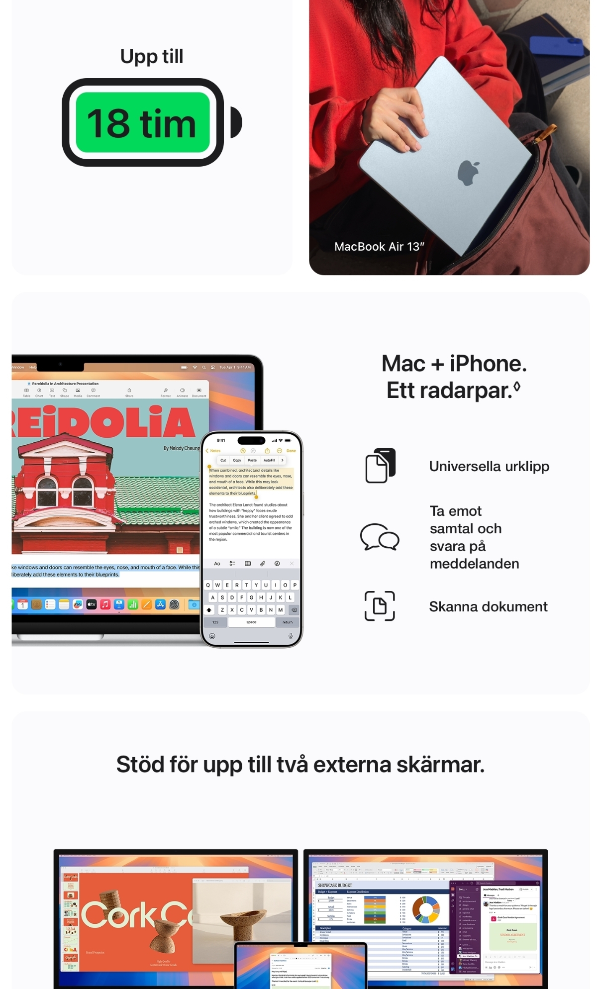 Apple MacBook Air 13" (2025, M4) 16/256 GB, midnatt - Power.se