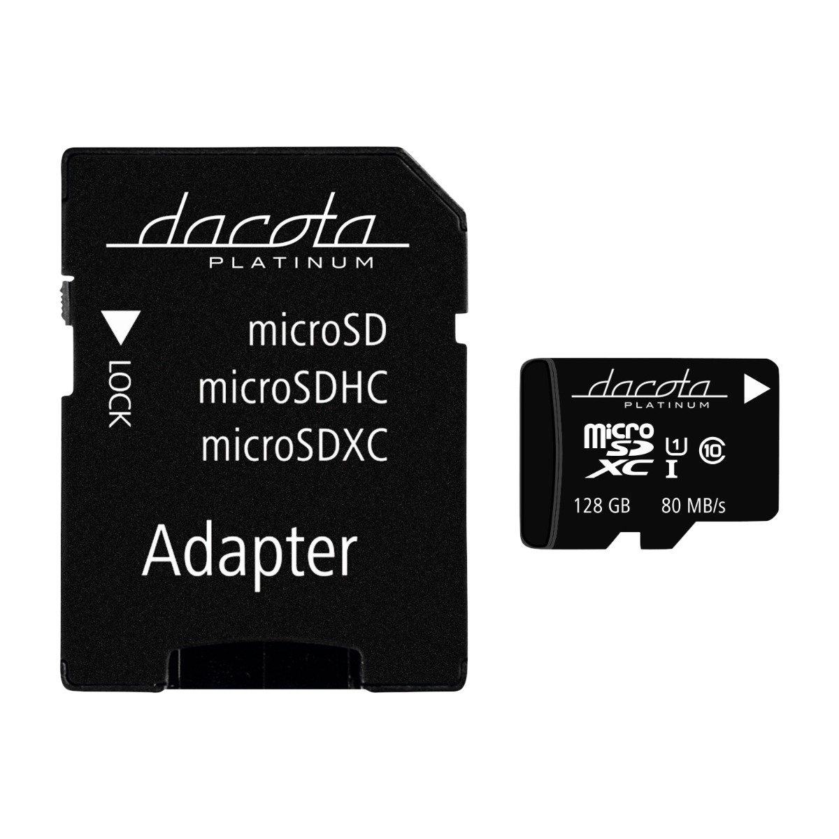 Dacota Platinum Micro-Sdhc 128 GB C10 80 Mb med adapter - Power.no