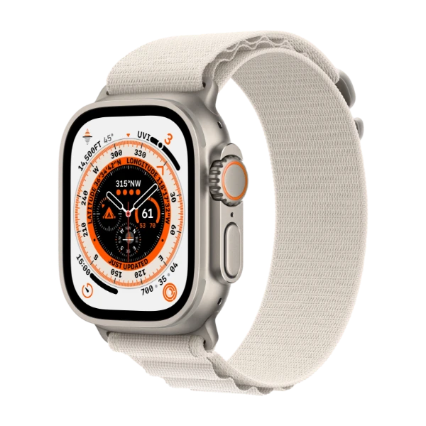Apple Watch Ultra GPS + Cellular, 49 mm Titaanikuori, Tähtivalkea ...